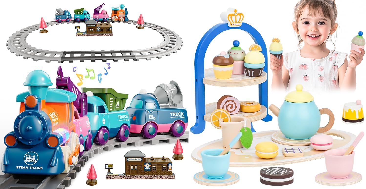 Amazon.com: Lipneaed Toys for Ages 3+, Train Set for Toddlers with ...