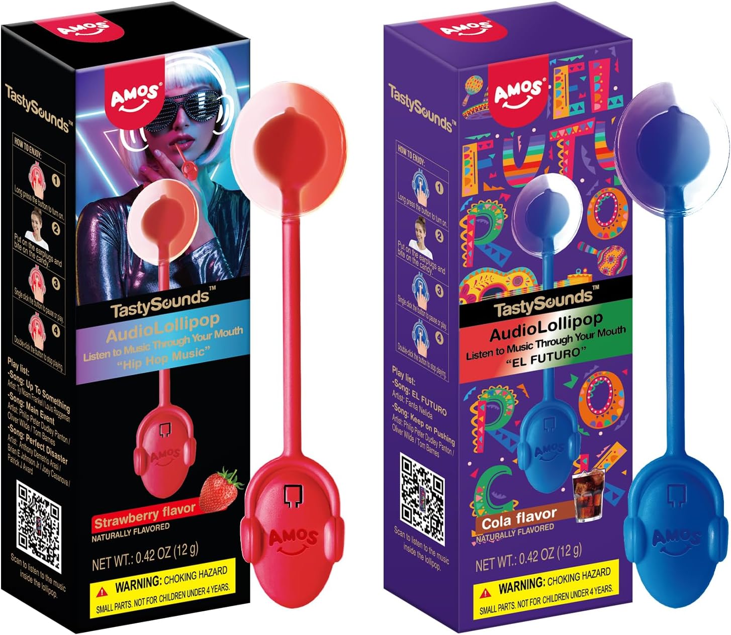 Amazon.com : Amos Tasty Sounds Audio Lollipop Candy, Singing Music ...