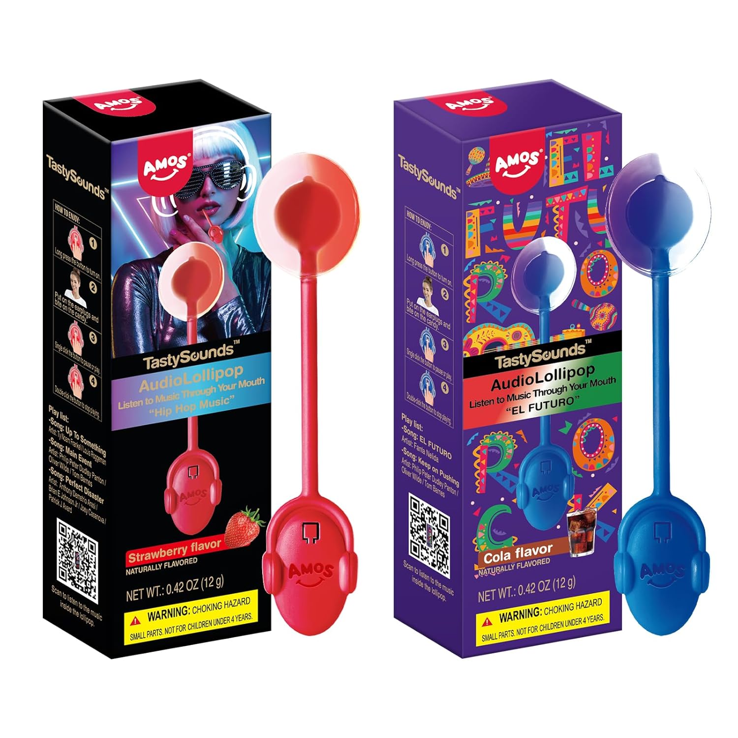 Amazon.com : Amos Tasty Sounds Audio Lollipop Candy, Singing Music ...