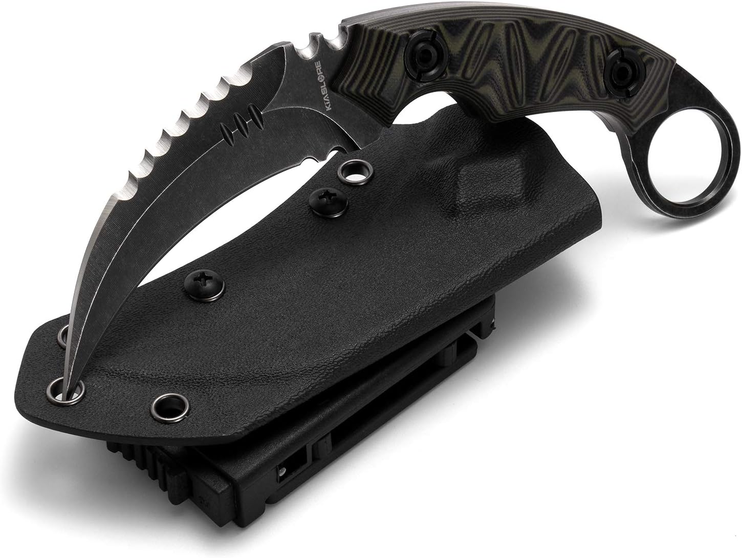 KIASLORE Karambit Knife - Outdoor Survival Tactical Teeth Knife with D2 ...