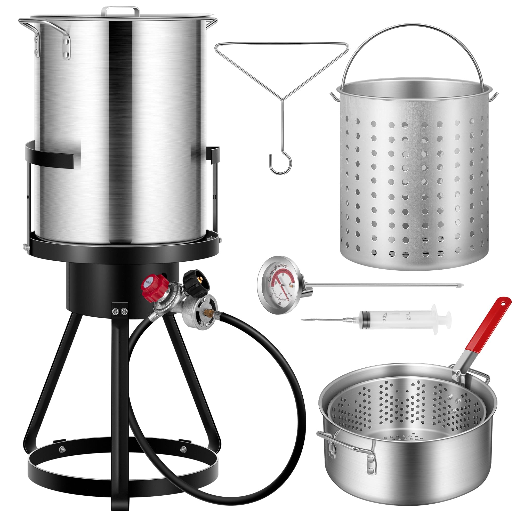 Amazon.com : VIVOHOME 30 Qt. Aluminum Turkey Deep Fryer Pot with 10 Qt ...