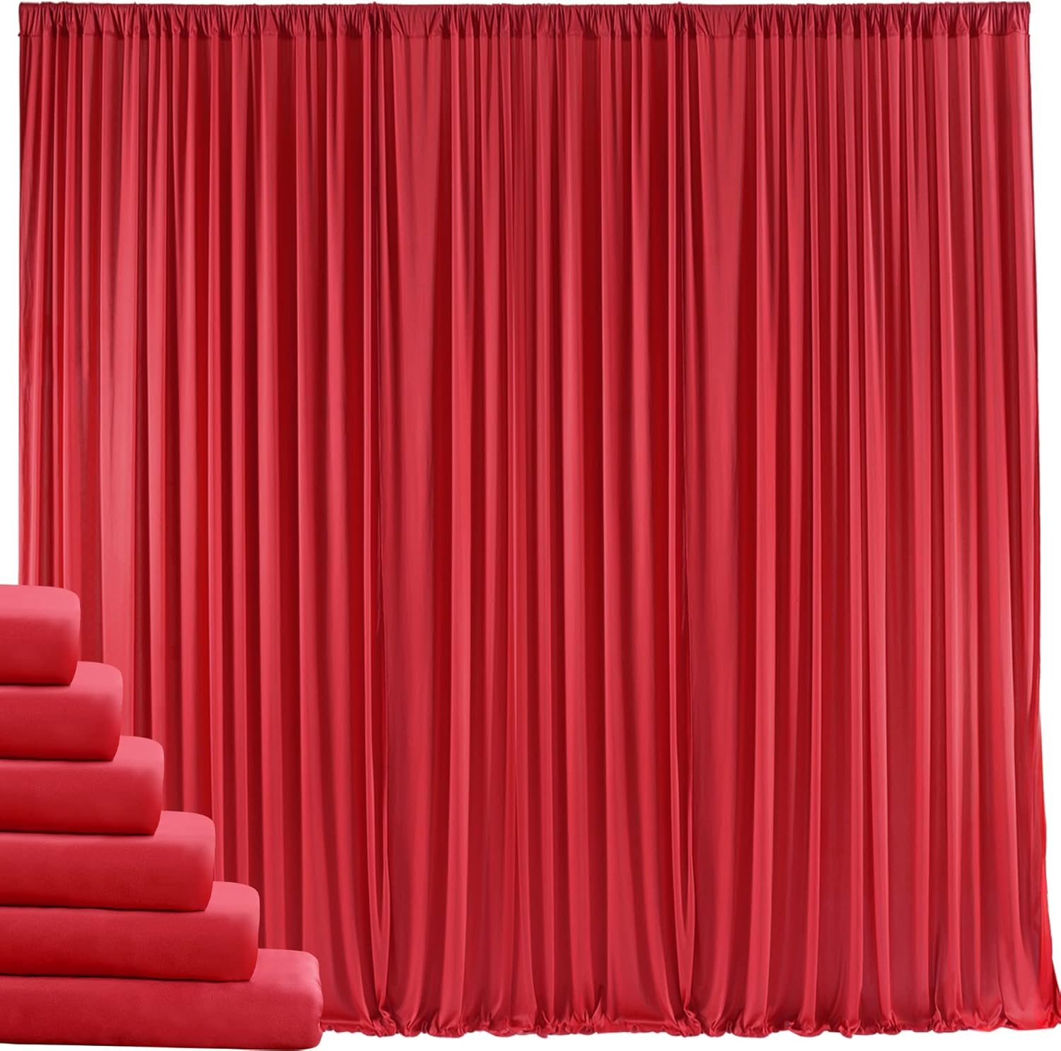 Amazon.com: 10 ft x 30 ft Wrinkle Free Red Backdrop Curtain Panels ...