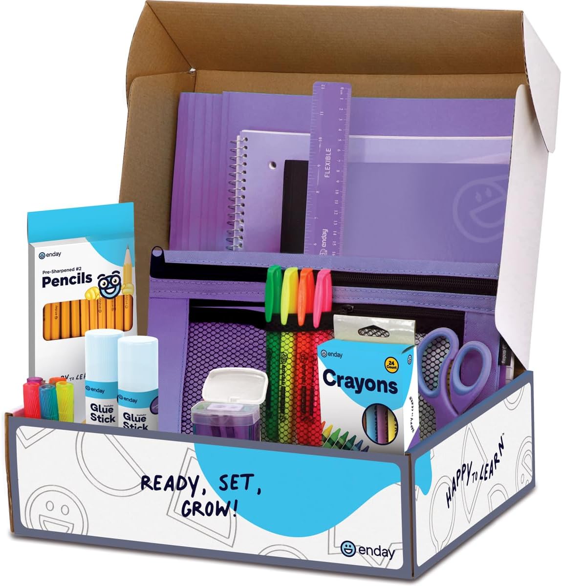 Amazon.com: Back to School Supplies for Kids, Purple School Supply Box ...