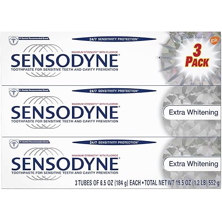 Amazon.com : Sensodyne Extra Whitening Toothpaste for Sensitive Teeth ...