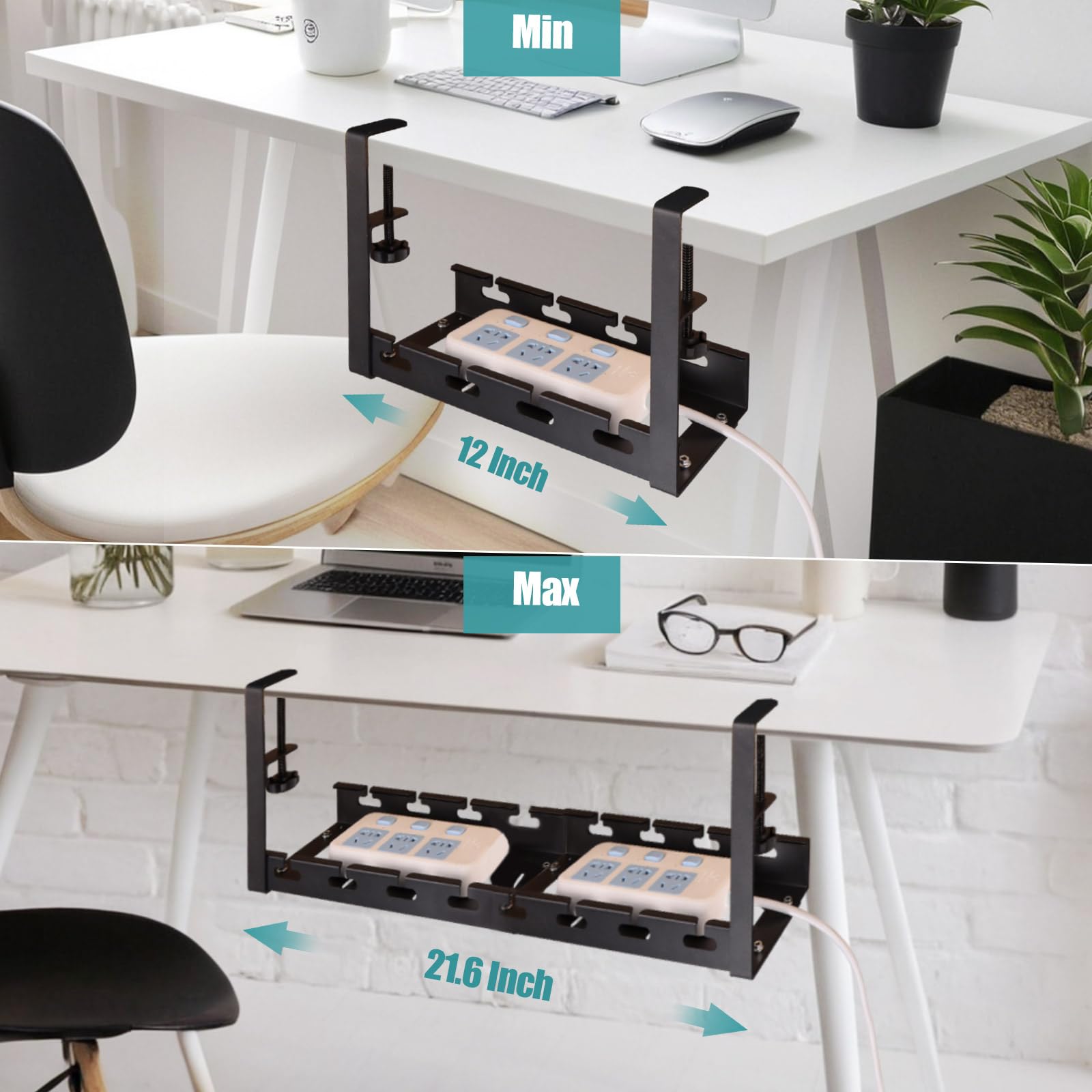 Snapklik.com : Under Desk Cable Management Tray, Extendable 11"-21 ...