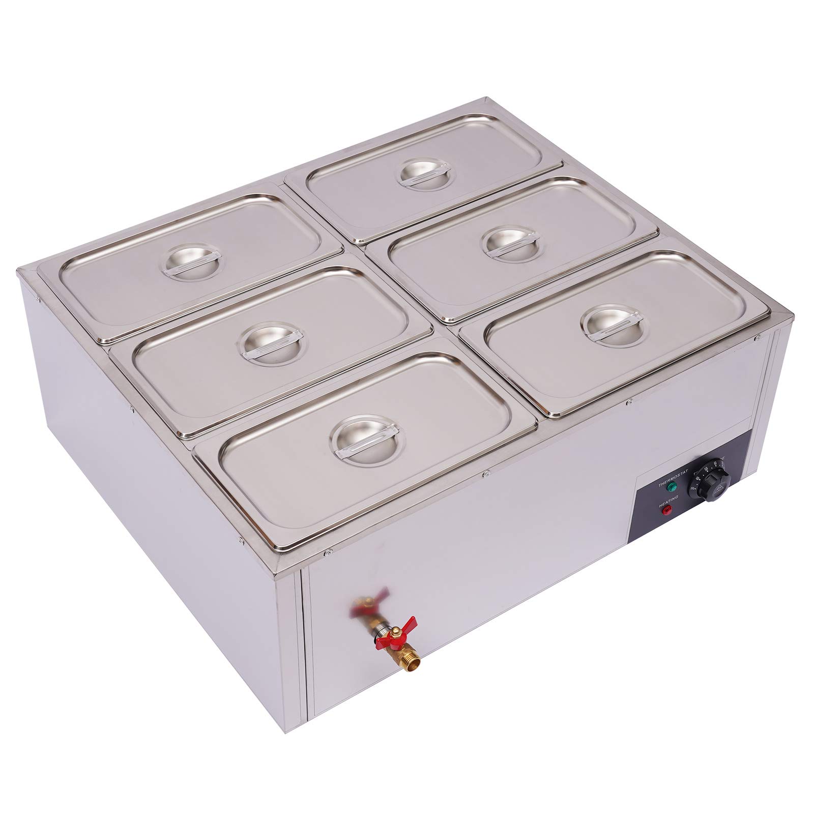 Buy 6-Pan Electric Commercial Food Warmer Steamer, 110V 850W Stainless ...