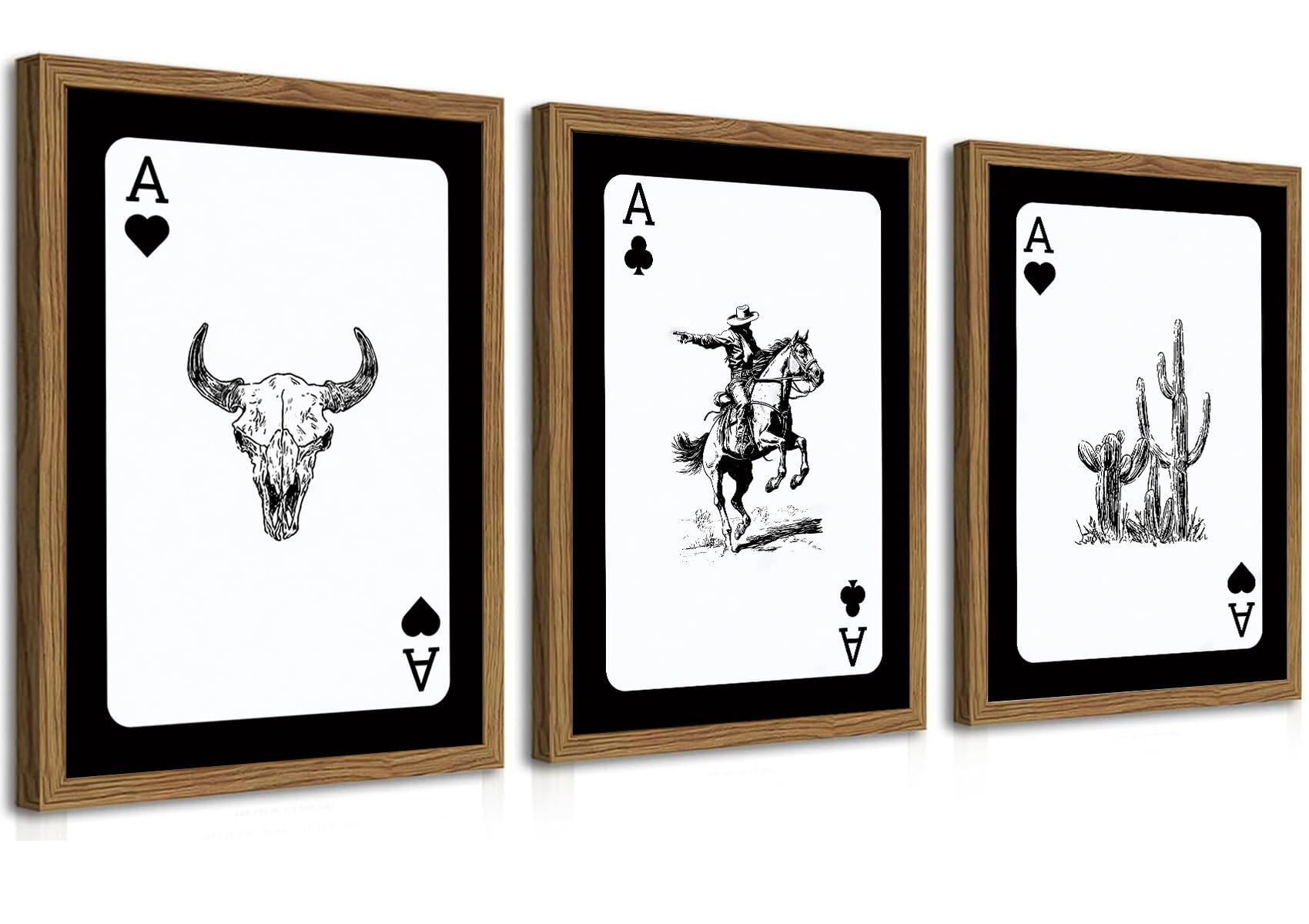 Amazon.com: Western Cowboy Wall Art Set Of 3 Cowboy Print Playing Card ...