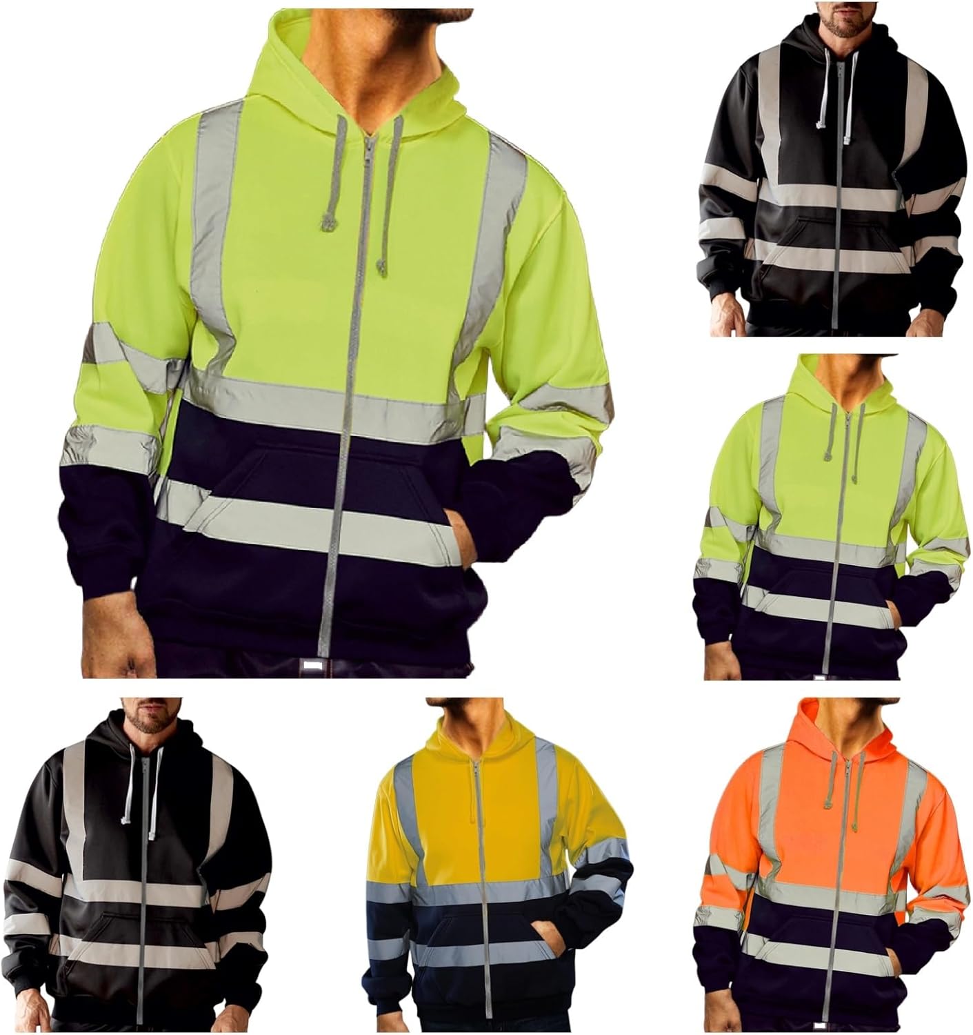 Amazon.com: DCTIMES High Visibility Safety Sweatshirt for Men, Hi-Vis Safety Hoodies, Class 3 ...