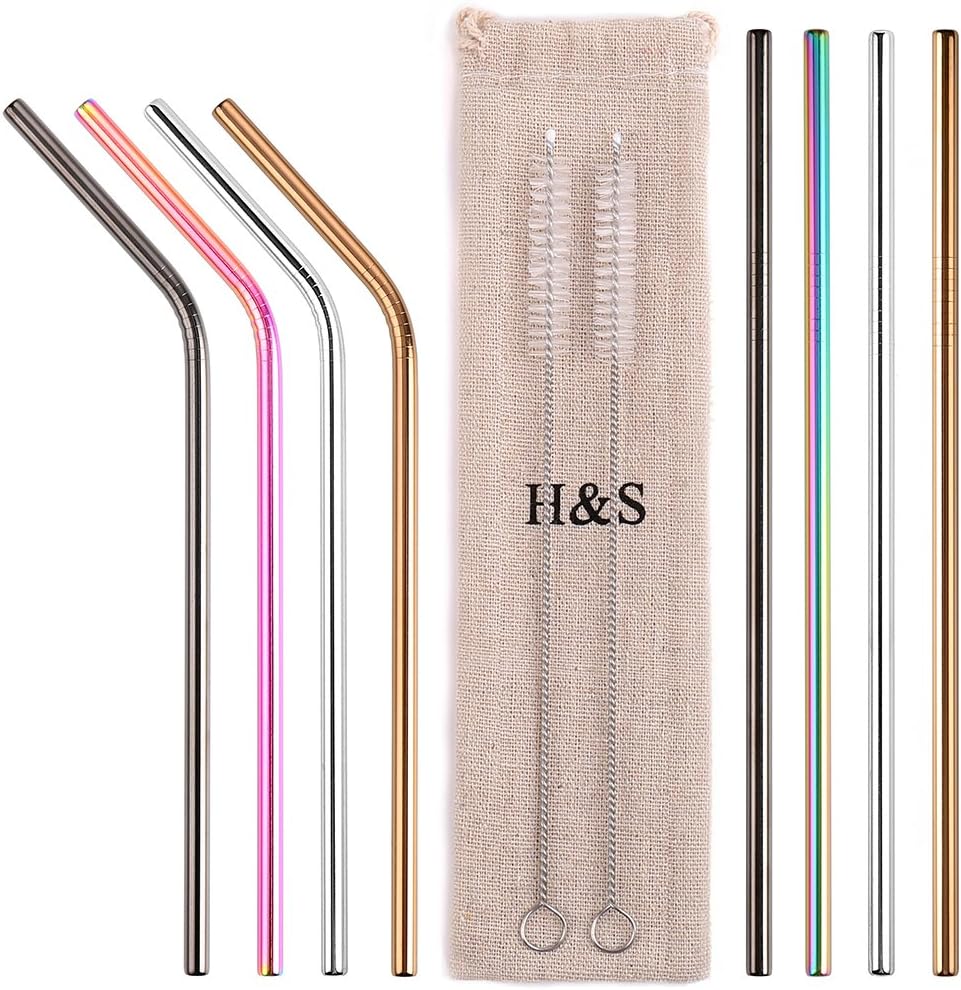 Amazon.com: Hiware 12-Pack Rainbow Metal Straws Reusable with Case ...