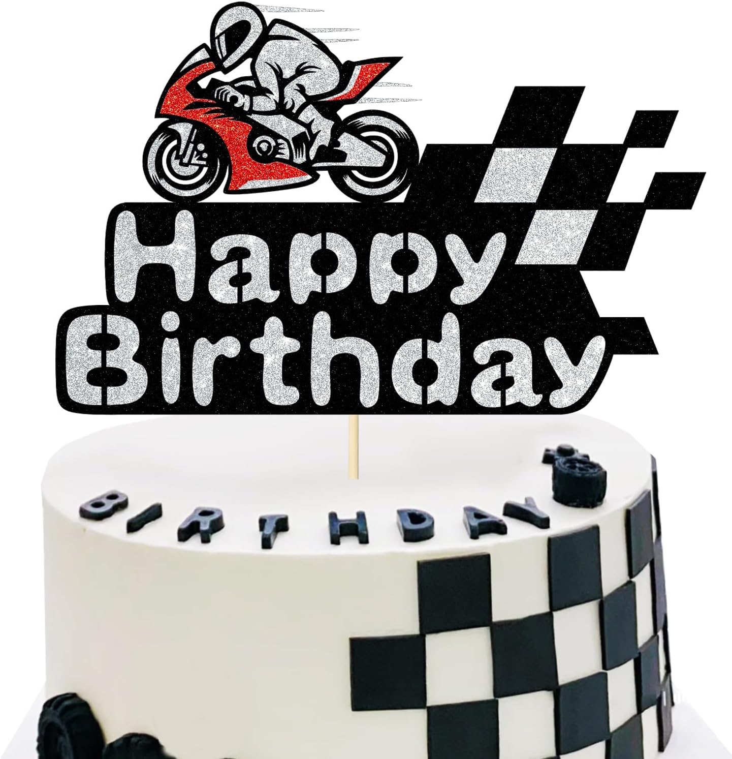 Amazon.com: Notbadsys Track Motorcycle Theme Birthday Cake Decoration ...