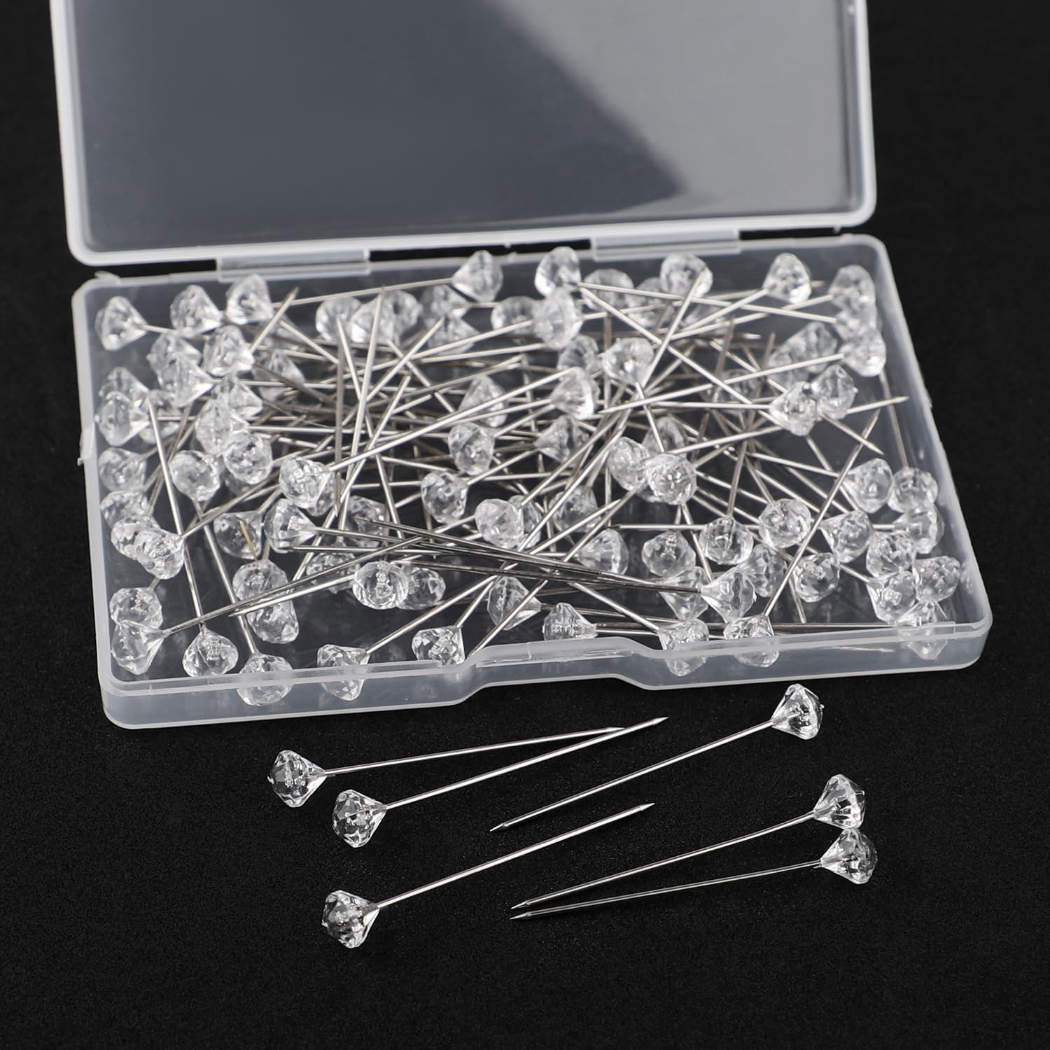 Amazon.com: 200 Pieces Crystal Diamond Head Pins 1.5 Inch Diamond Head ...