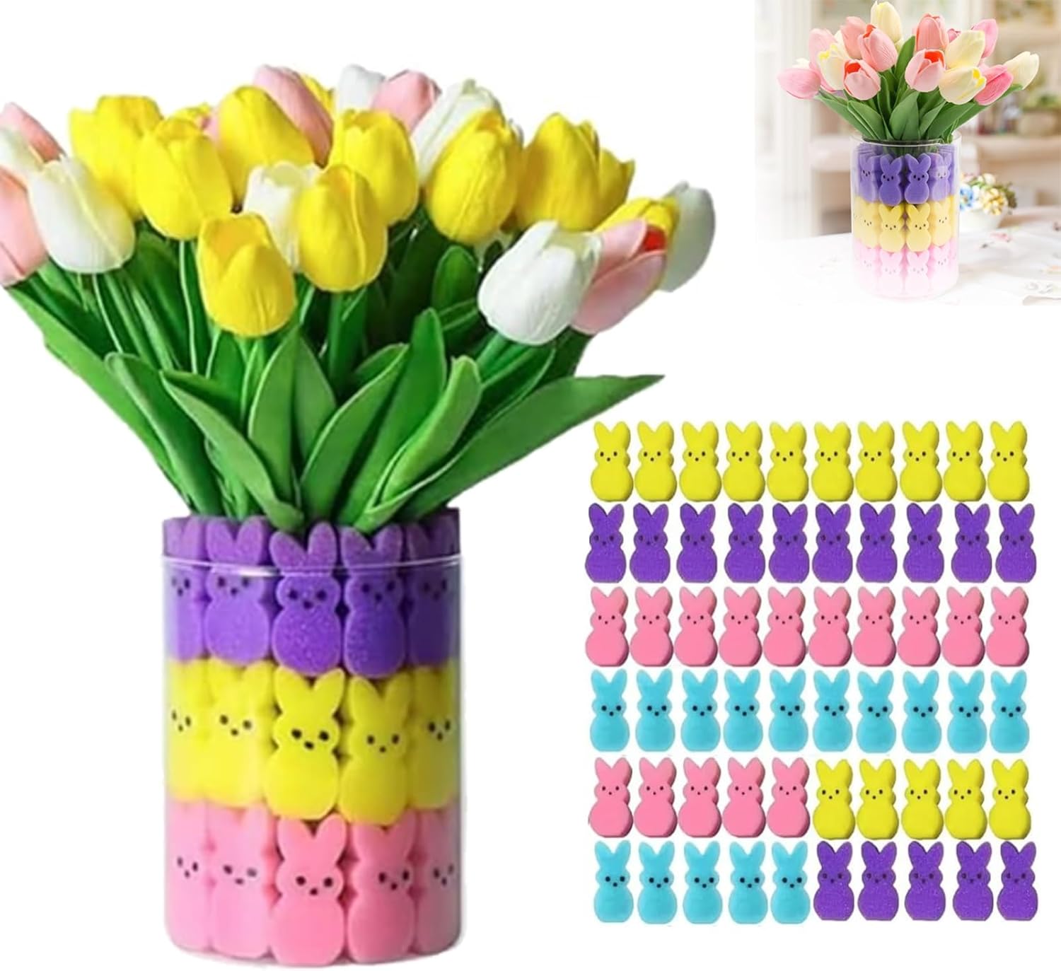 Amazon.com: 60Pcs Easter Peep Sponges, 4 Color Easter Decoration ...