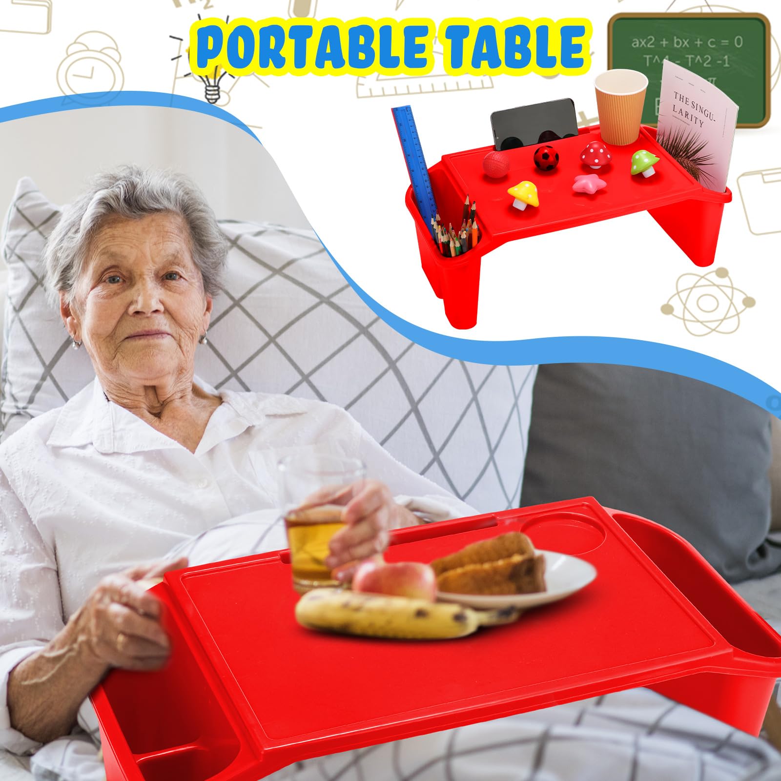 Kisston 12 Pcs Kids Lap Desk Bulk Lap Tray Lap Table Bed Table Plastic ...