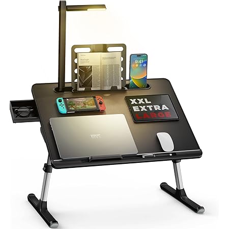 Amazon.com: Laptop Bed Tray Desk with LED Desk Light, SAIJI Adjustable ...