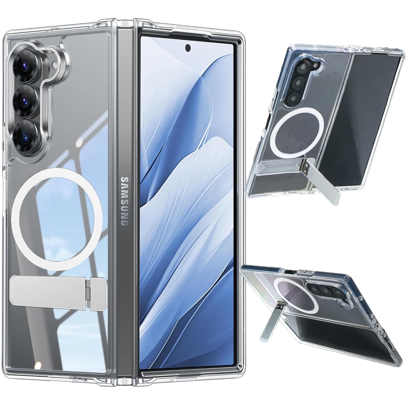 Amazon.com: Hiooloon for Galaxy Z Fold 6 Magnetic Case Clear Compatible ...