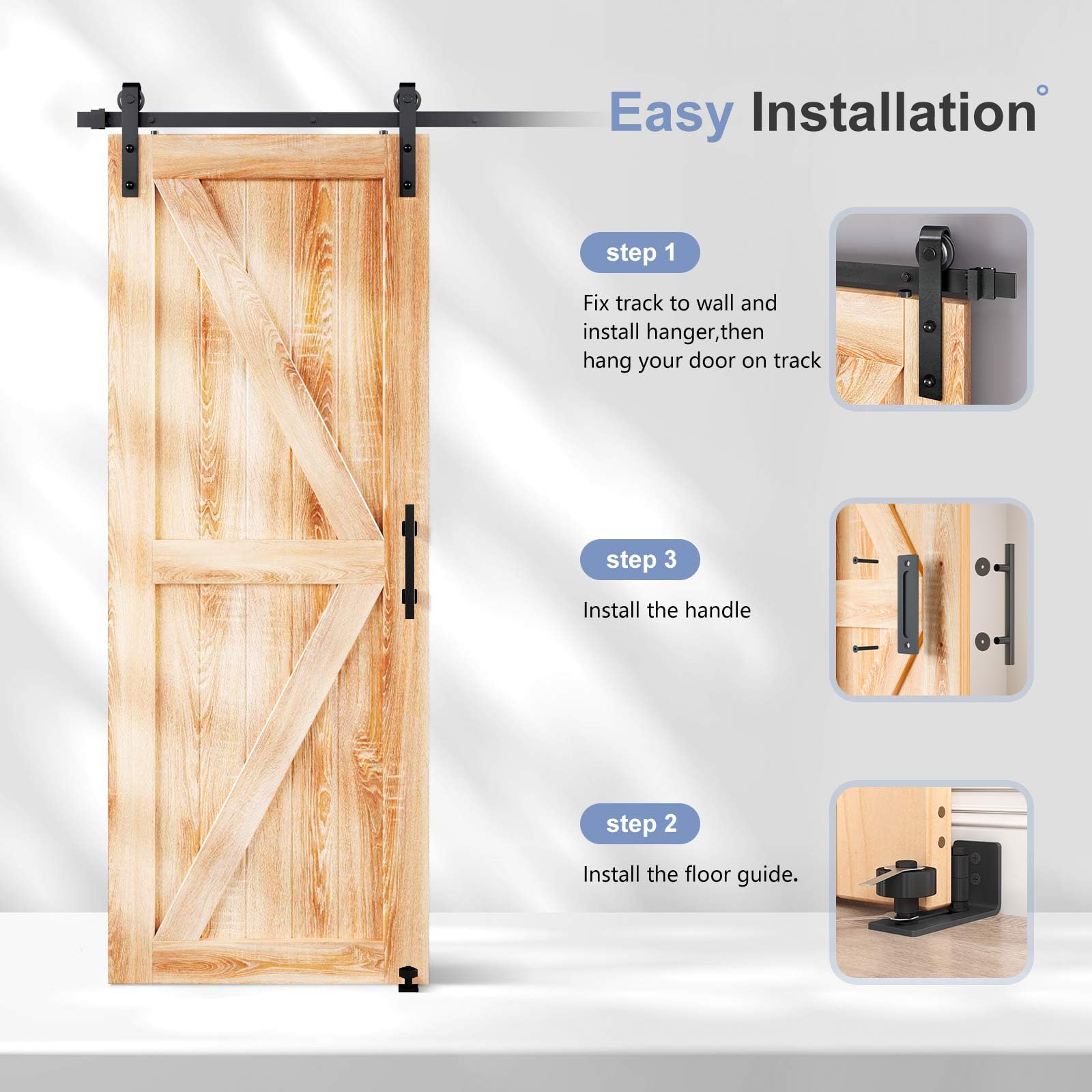 Snapklik.com : EaseLife 5.3 FT Sliding Barn Door Track And Handle ...