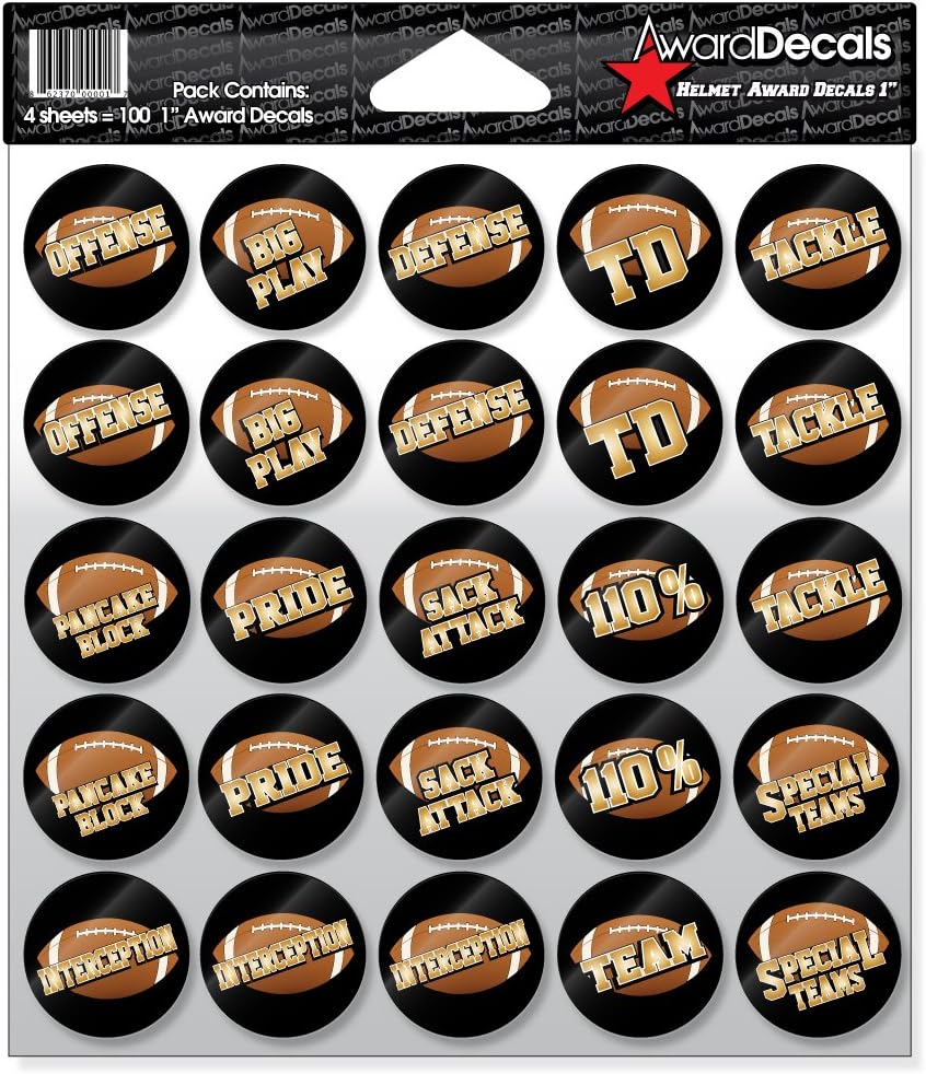 Amazon.com: Award Decals Football Multi Sticker Set (100 Decals) The ...