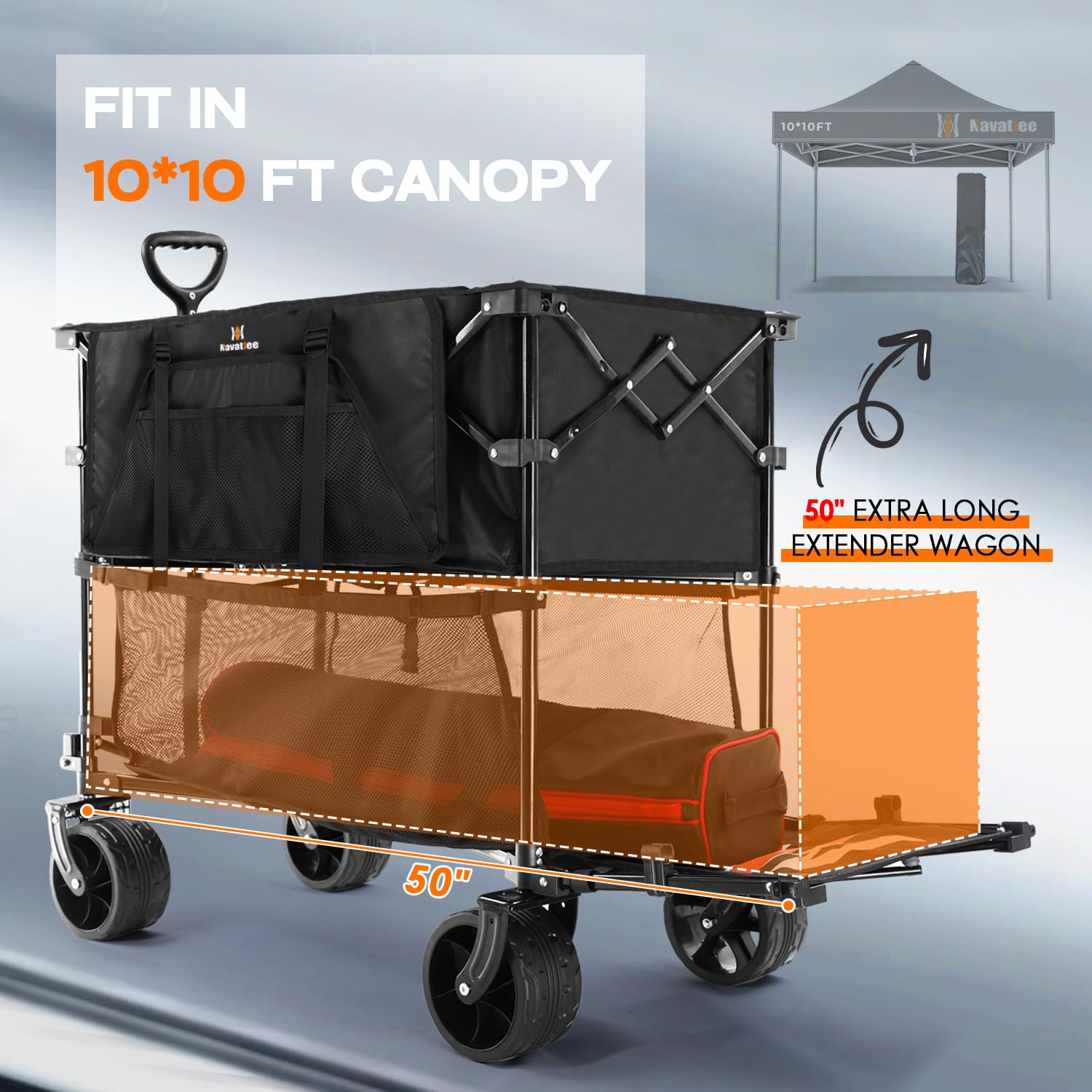 Snapklik.com : Navatiee Double Decker Foldable Beach Wagon, Collapsible ...