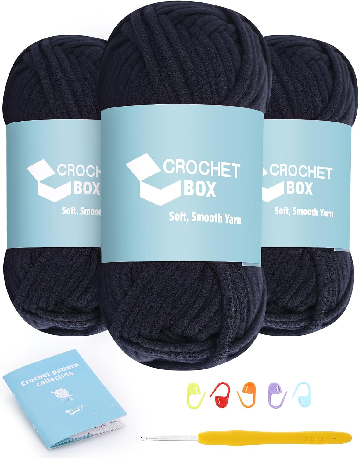 Amazon.com: Black Crochet Yarn for Beginners, Cotton Nylon Blend, 4 ...