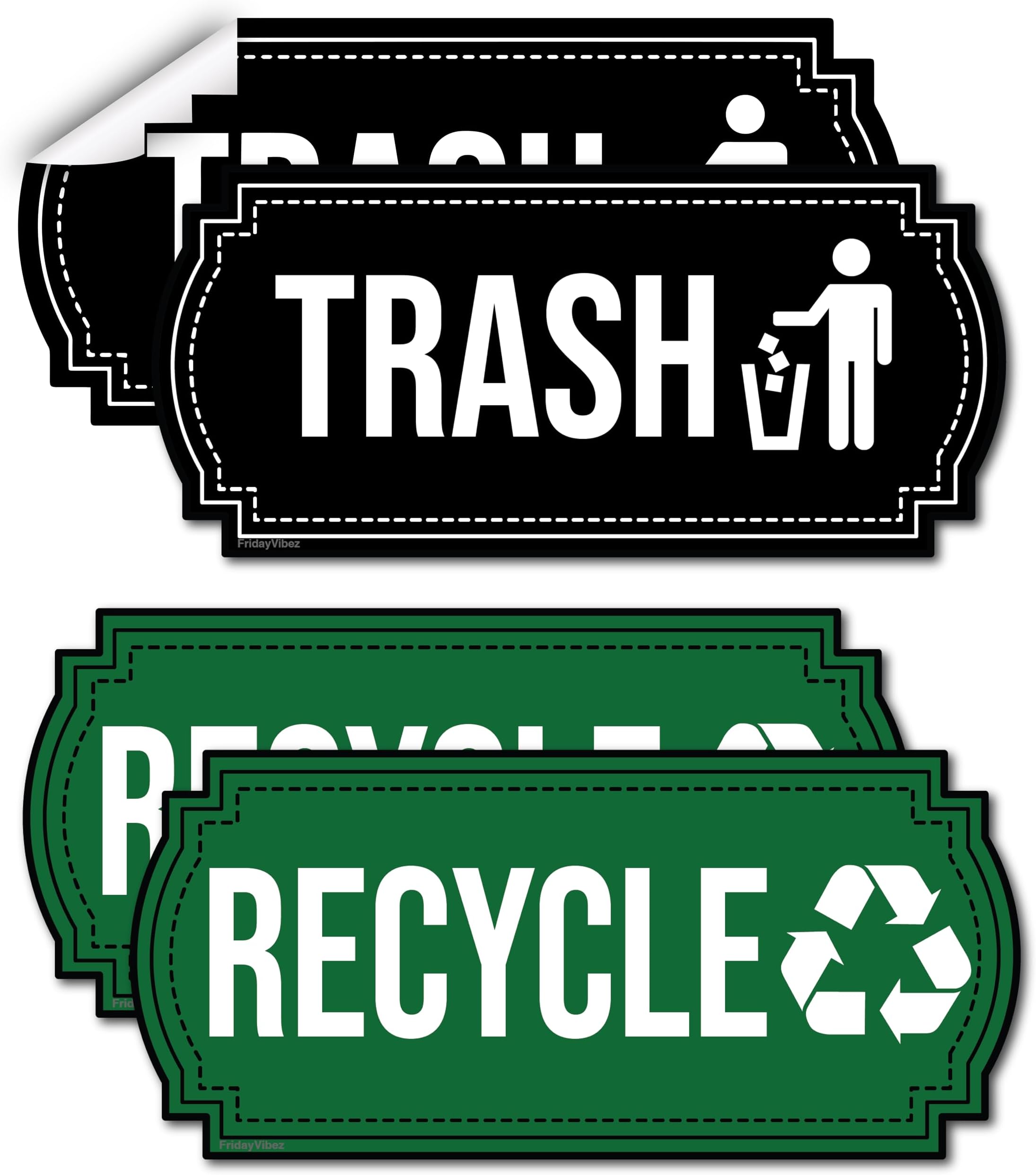 Amazon.com: Recycle and Trash Stickers for Trash Cans - Vinyl Recycling ...