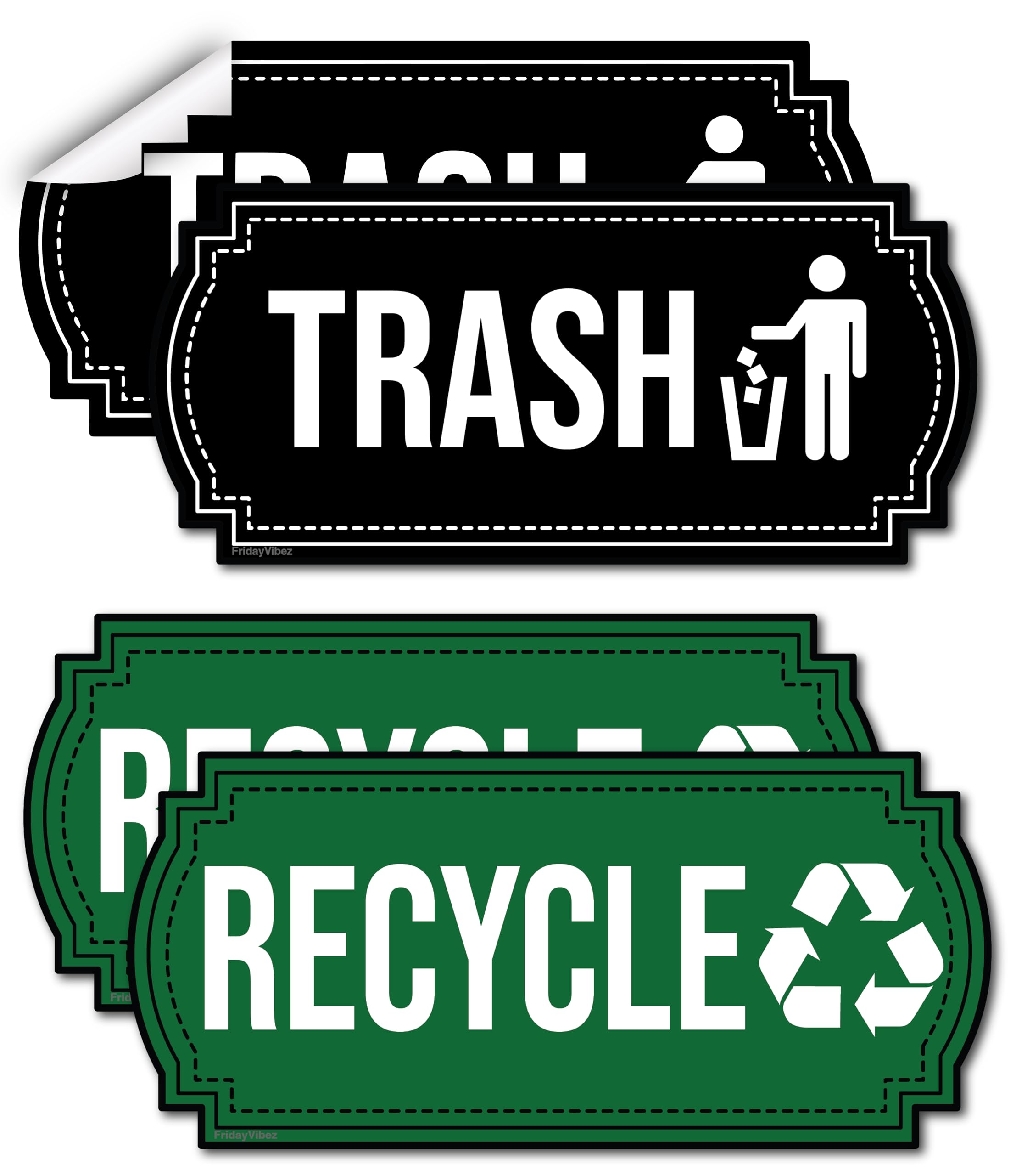 Amazon.com: Recycle and Trash Stickers for Trash Cans - Vinyl Recycling ...