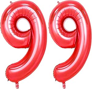 Amazon.com: 40inch Red Foil 99 Helium Jumbo Digital Number Balloons ...