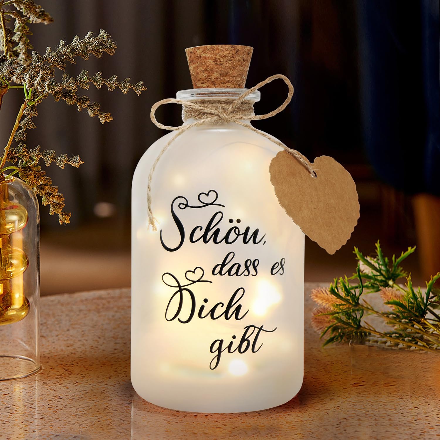 LED Flaschenlicht mit Spruch - Schön, dass es Dich gibt,Geschenke ...