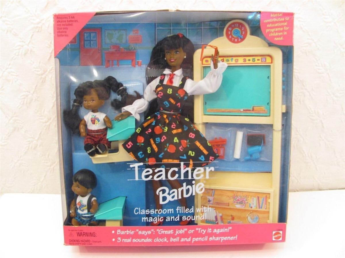 Amazon.com: Barbie Teacher doll playset with real sonds and 2 students ...