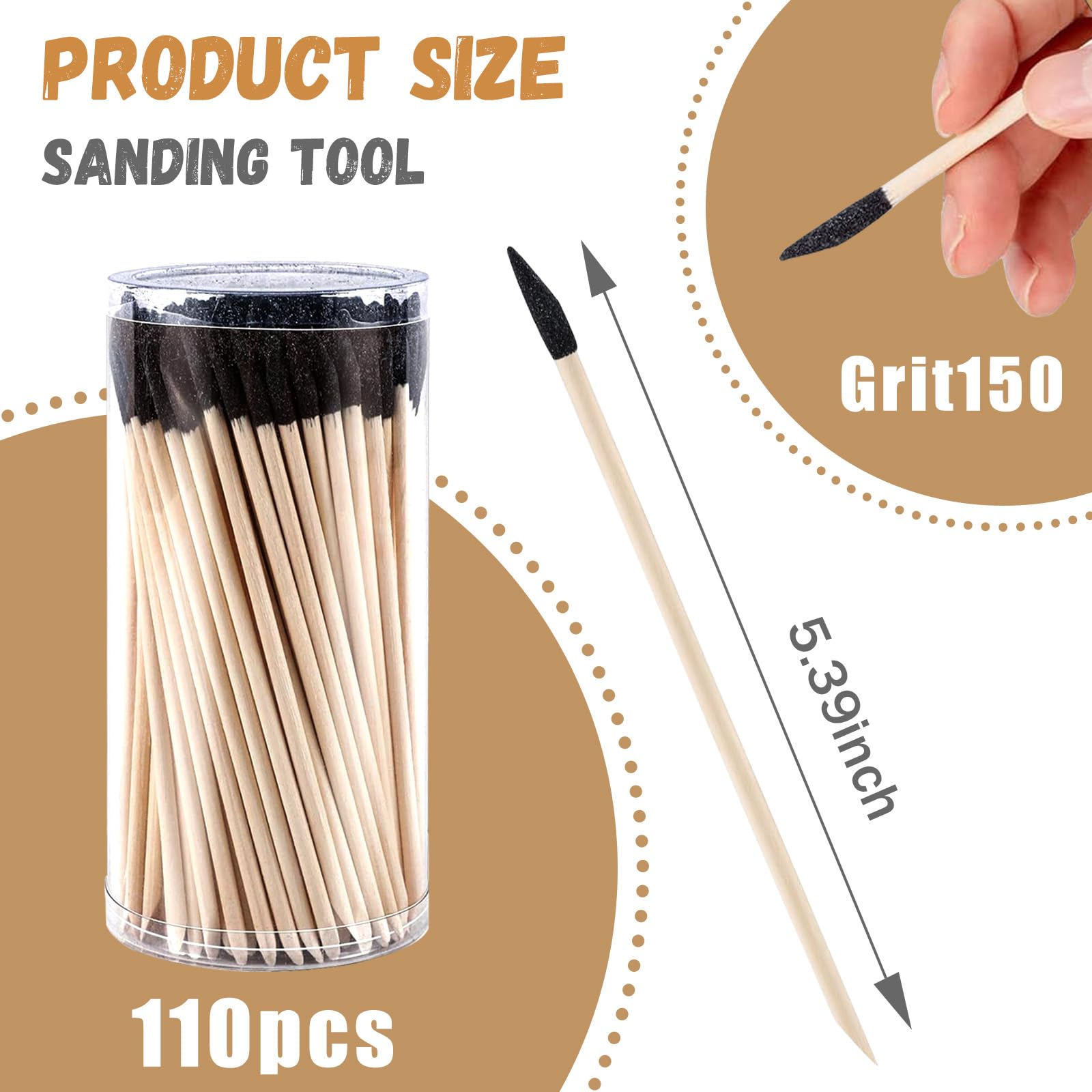 Snapklik.com : 55 Pcs Sanding Sticks, 150 Grit Fine Detailing Sanding ...
