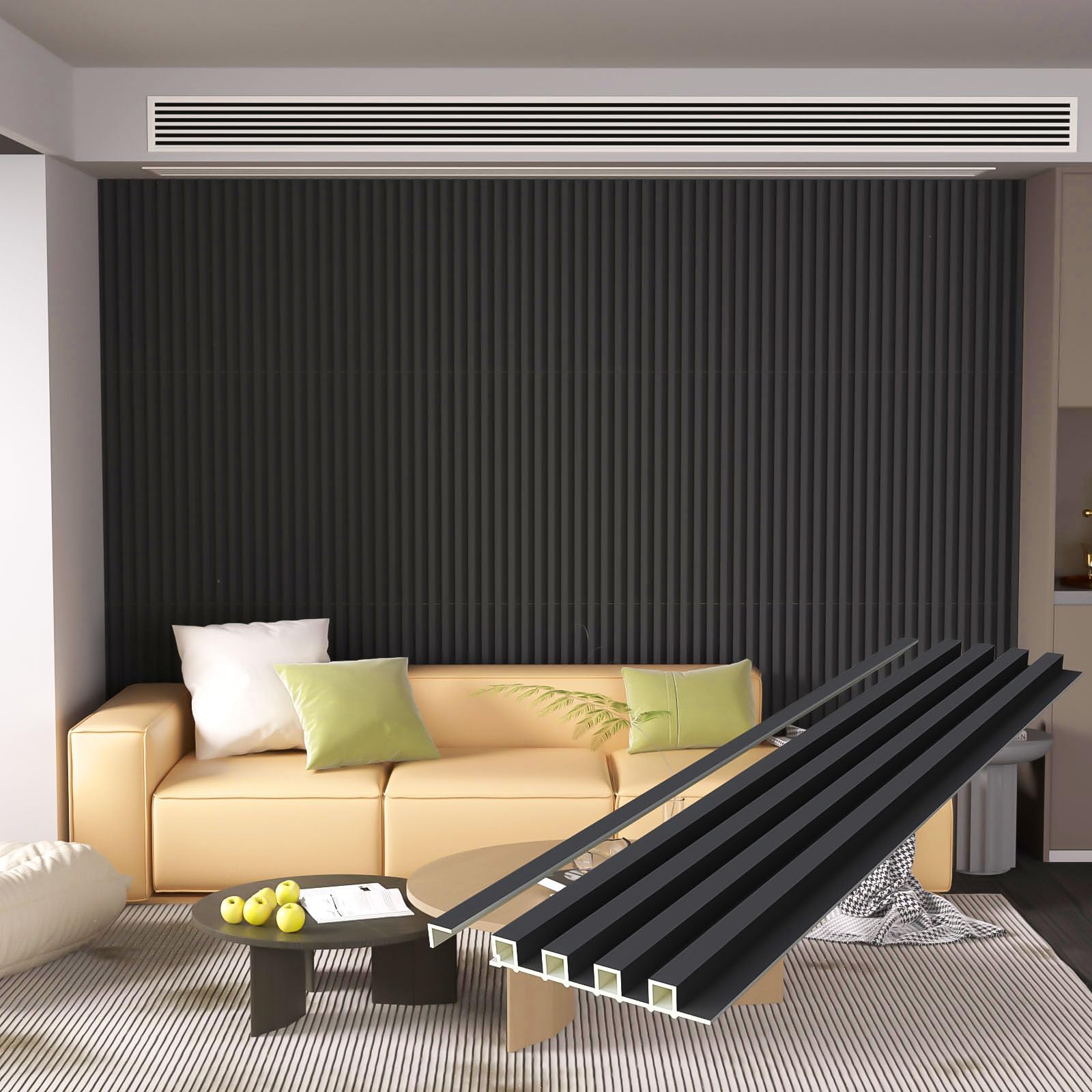 WPC Slat Wall Panels 3D WPC Covering Wall Panels, 8-Pack 94.4 x 6.5 in ...