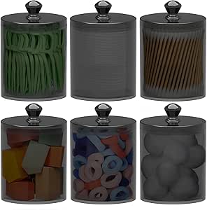 Amazon.com: MateeyLife Qtip Holder 6 Pack, Acrylic Q-tip Dispenser for ...