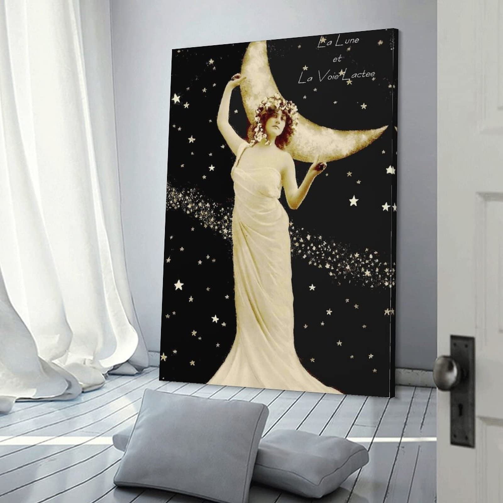 Vintage Moon Art Angels Angel Girl On The Moon
