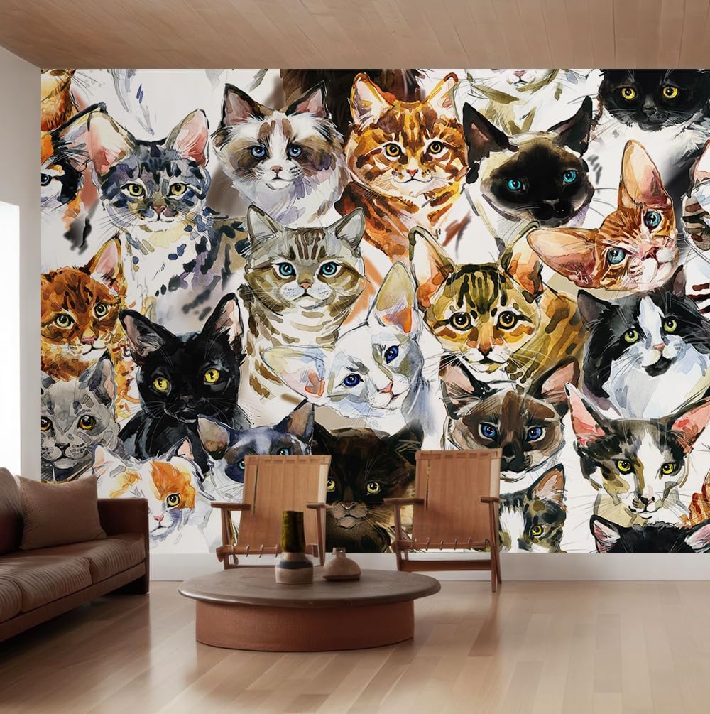 Amazon.com: VistaPalette Modern Pet Cat Art Painting Wall Mural Peel ...
