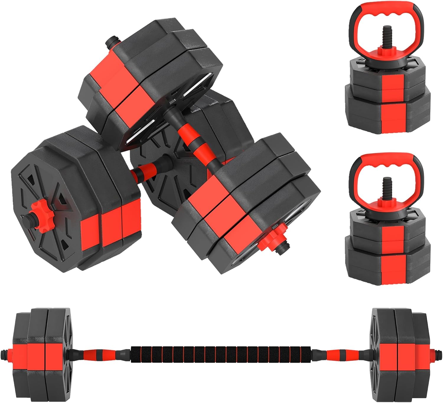 SPORTNOW Set Pesi da Palestra 4 in 1 da 30kg Totali in Plastica e ...