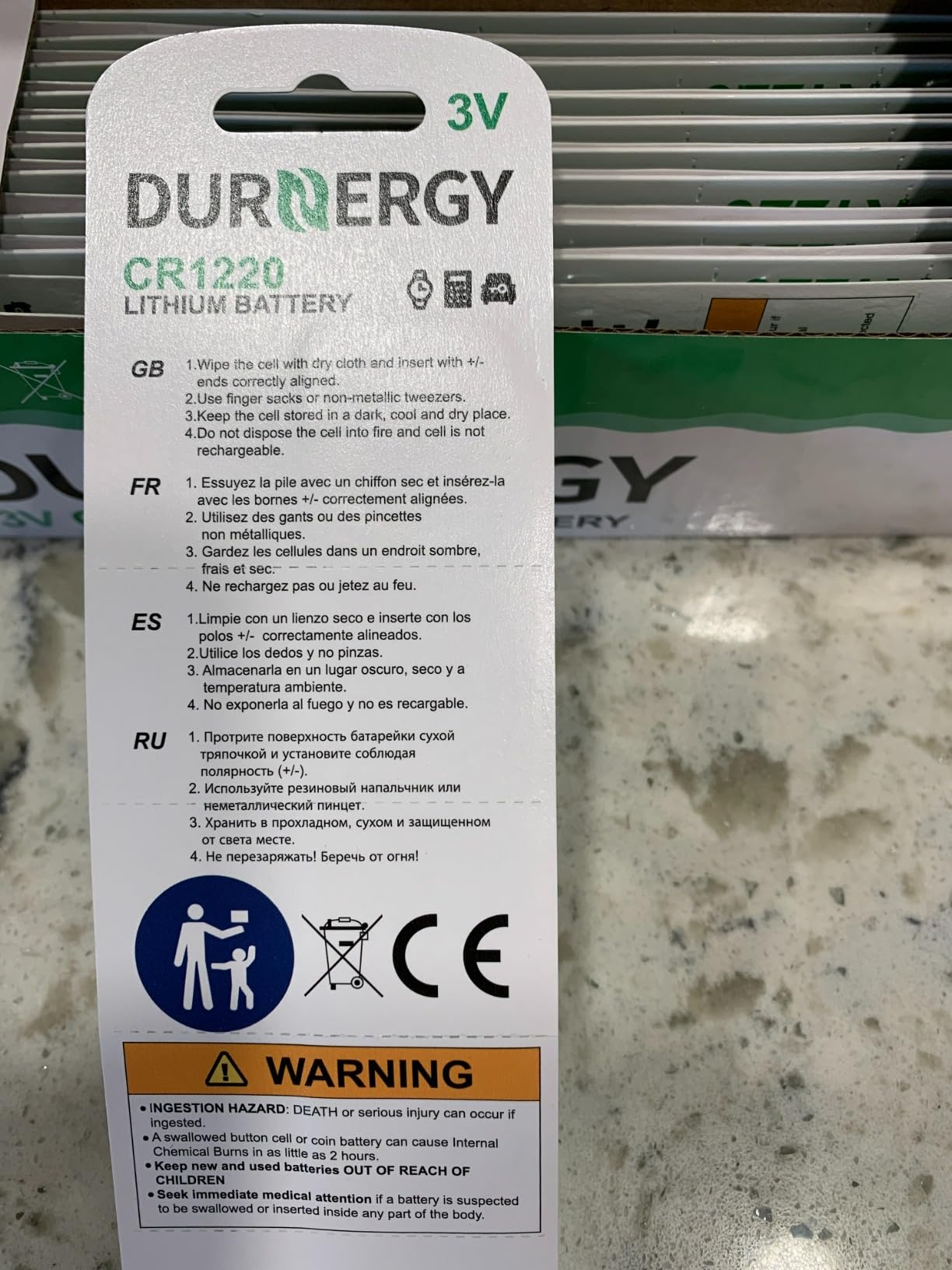 Amazon.com: DURNERGY CR1220 3V Lithium Battery 100 Pack, Key Fob ...