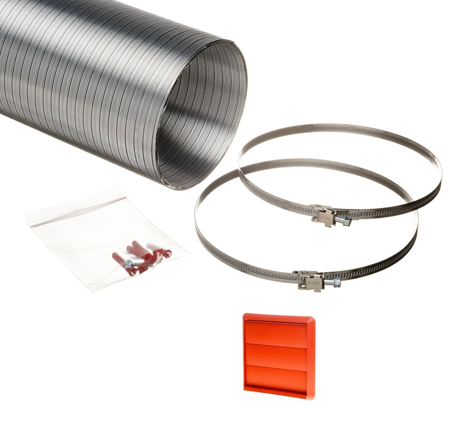 Naplesuk Universal 100mm Cooker Hood Ducting Kit Semi Rigid Aluminium ...