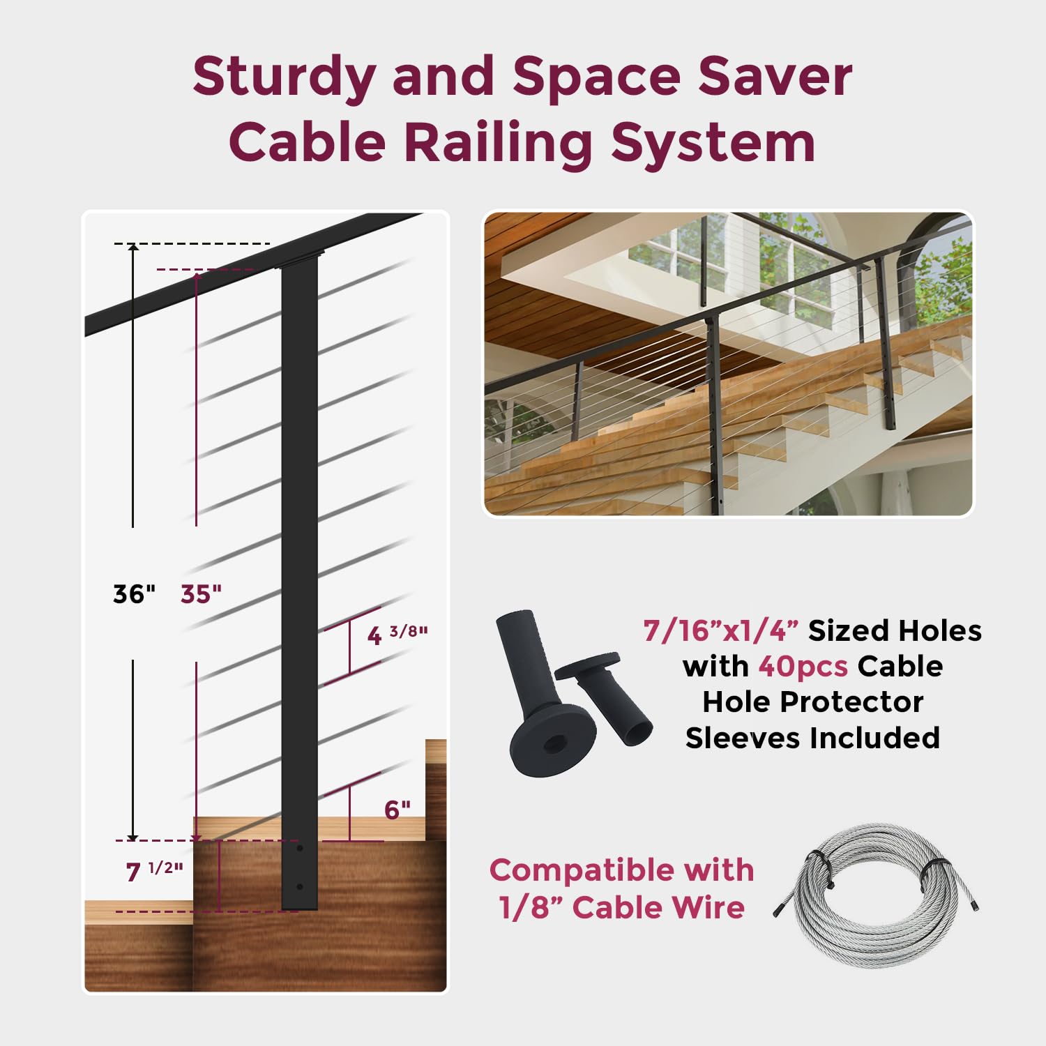 Snapklik.com : CR Fence & Rail Right Side Mount Cable Railing Post For ...