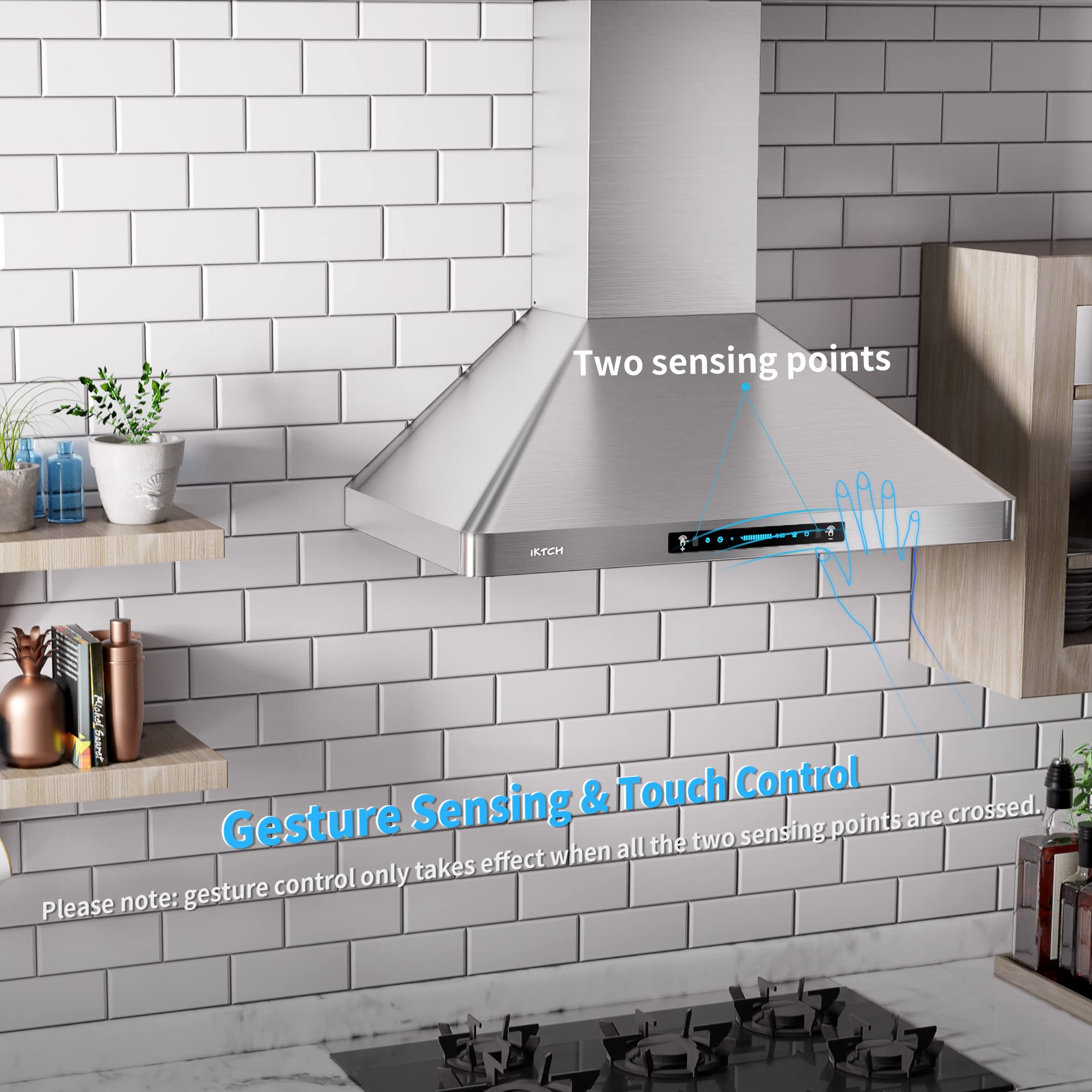 IKTCH 36"Wall Mount Range Hood, 900 CFM Ducted/Ductless Range Hood with ...