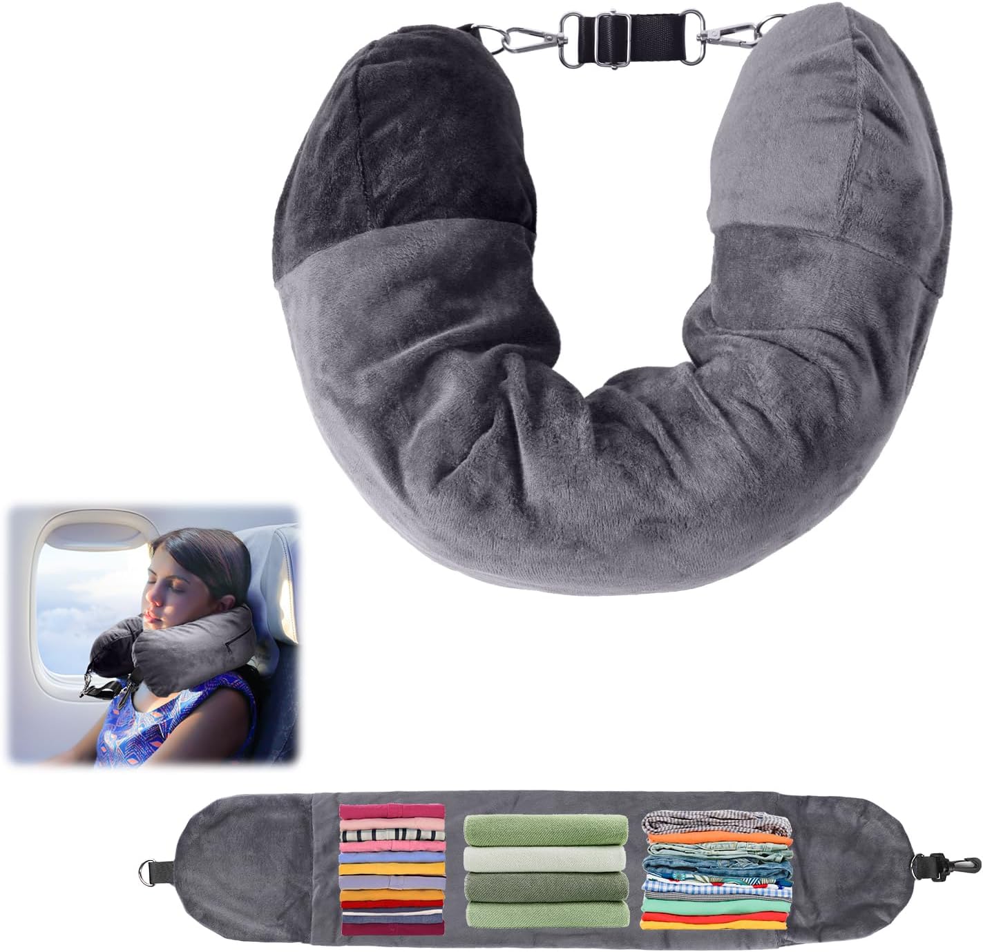 Prasacco 2 Packs Travel Neck Pillow Case Cover, U Shaped Neck Pillow ...