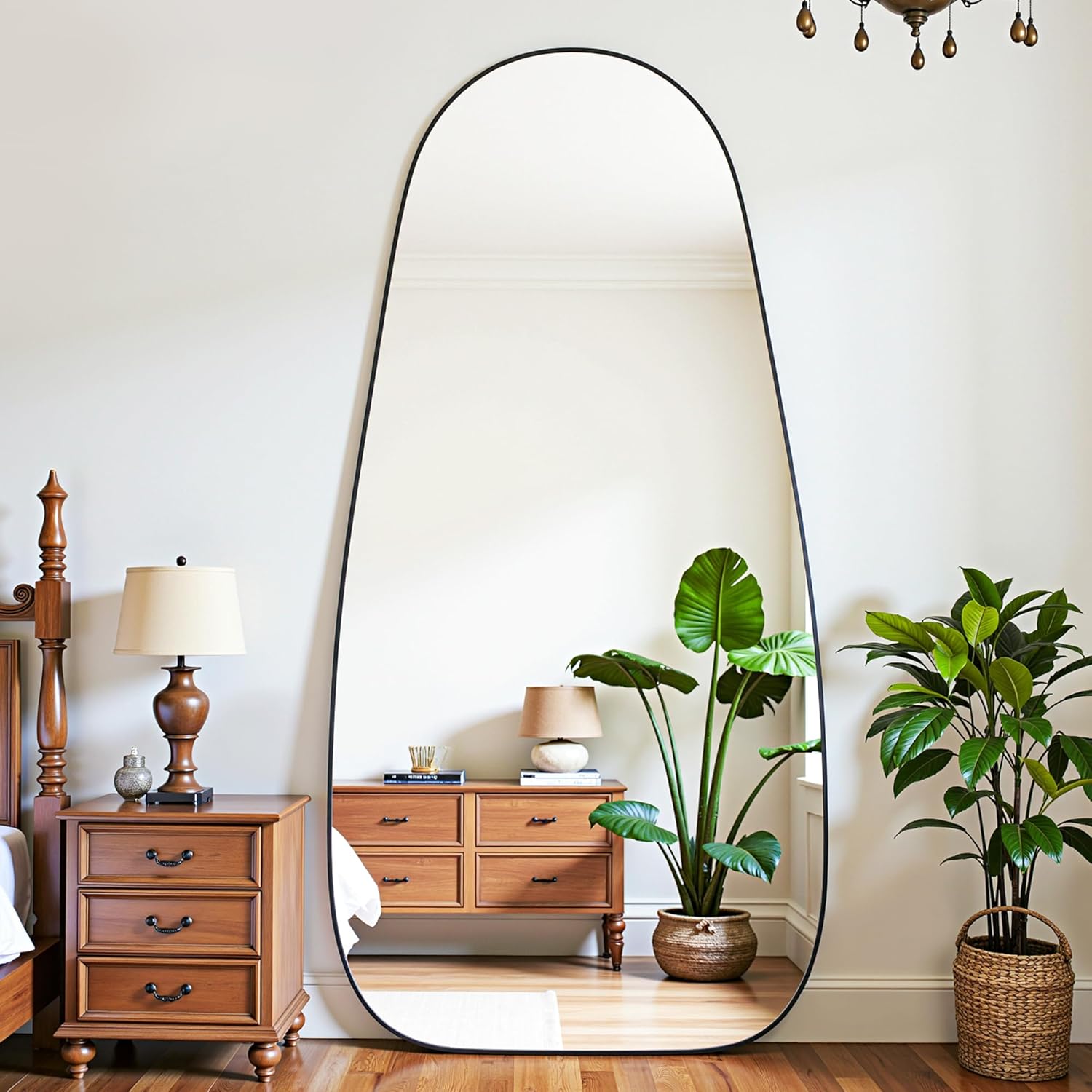 Amazon.com: Full Length Mirror with Stand, 76"×36" Teardrop Shape Floor ...