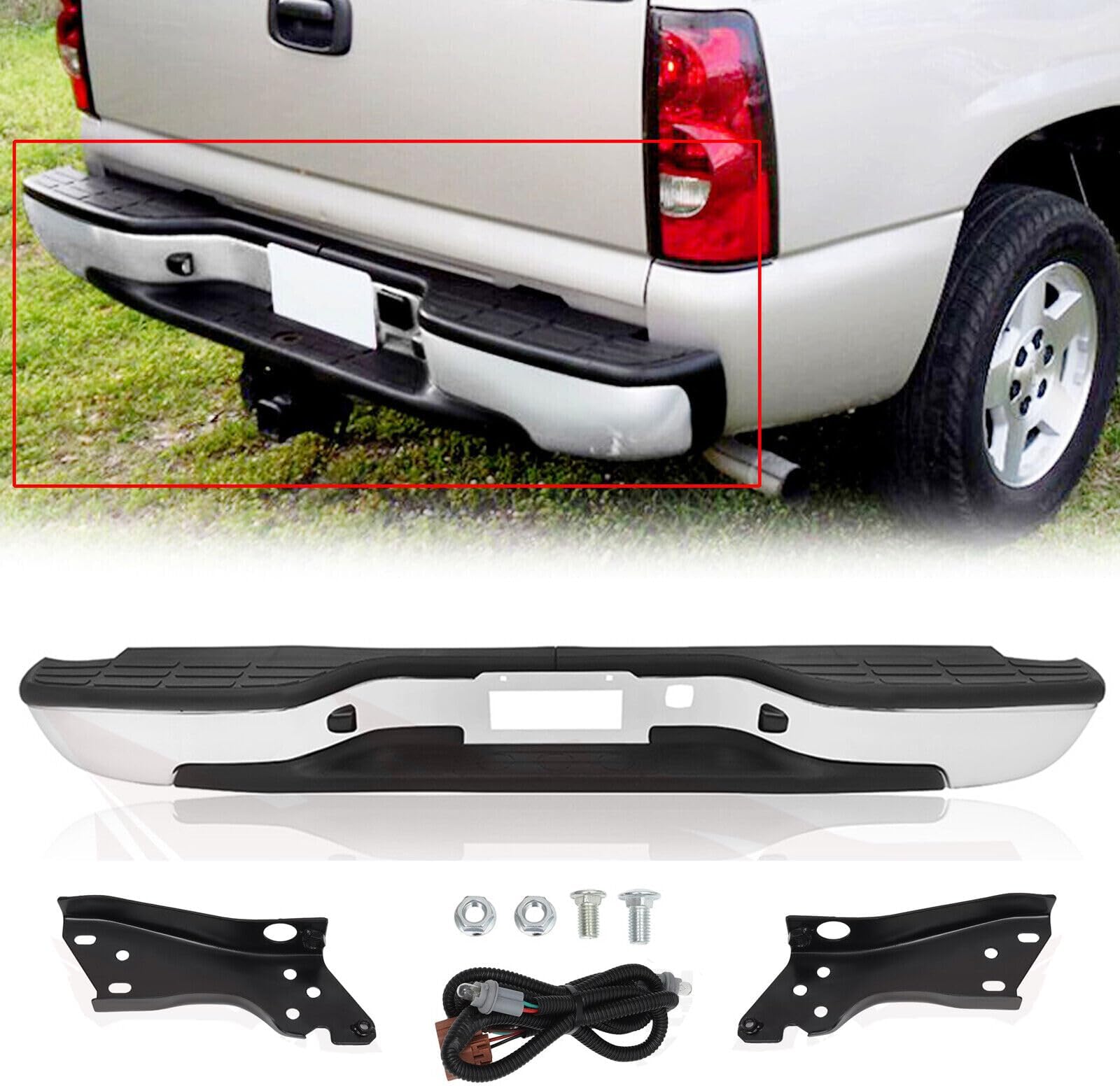 Amazon.com: PENSUN Rear Step Bumper Fit for 1999-2007 Chevy Chevrolet ...