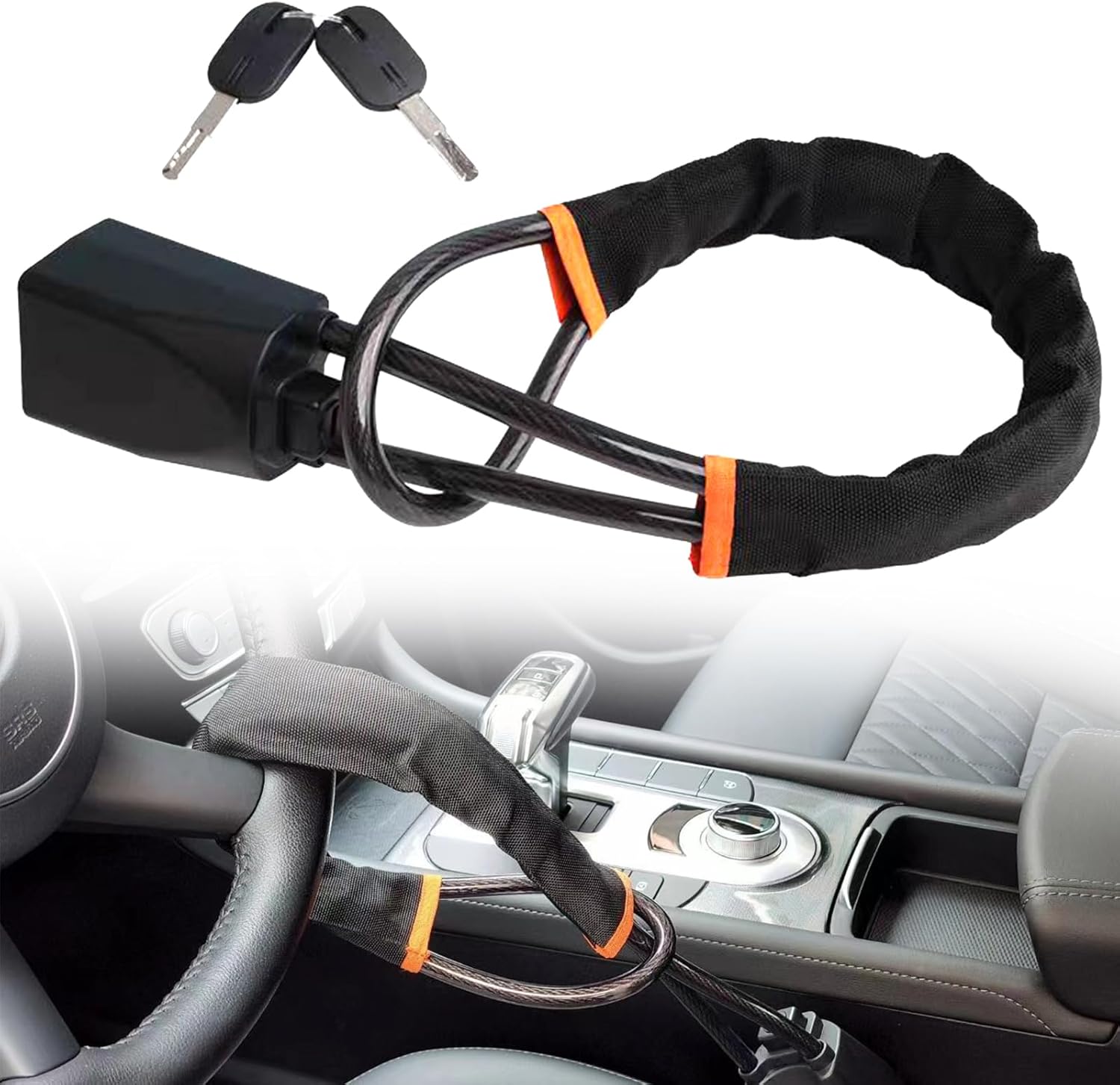 Amazon.com: NITOYO Steering Wheel Lock Anti-Theft Device, Black, Key ...