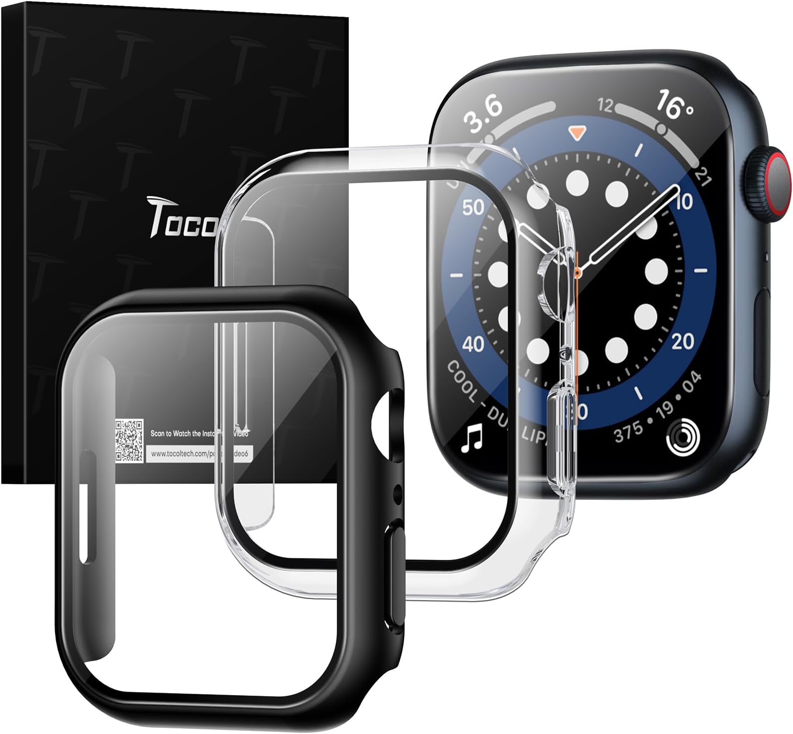 TOCOL 2 Pack HD Case Compatible with Apple Watch 45mm Series 7/8/9(2023 ...