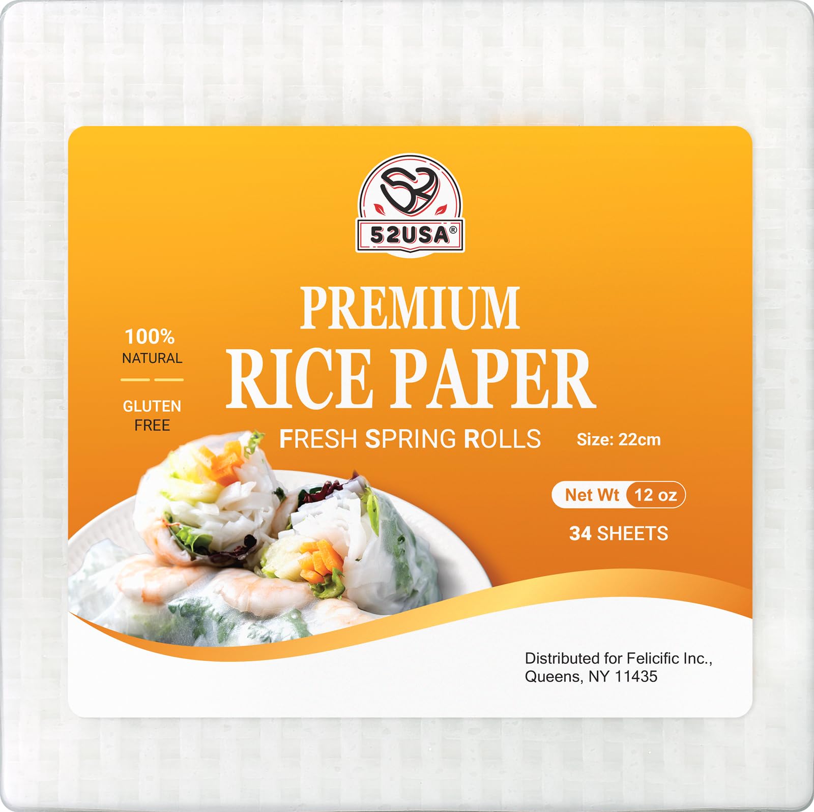 Buy 52USA Square Rice Paper, 1 Pack, White Rice Paper Wrappers, Fresh ...