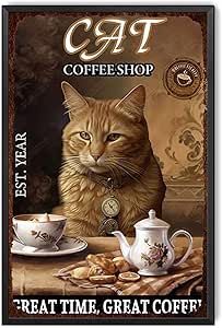 Amazon.com: FLFGIDD Tin Sign Bar CAT Coffee Shop cat Home Bar Signs for ...
