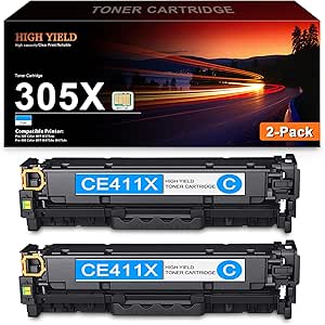 Amazon.com: 2-Pack 305X CE411X Toner Cartridge Compatible 305X Toner ...