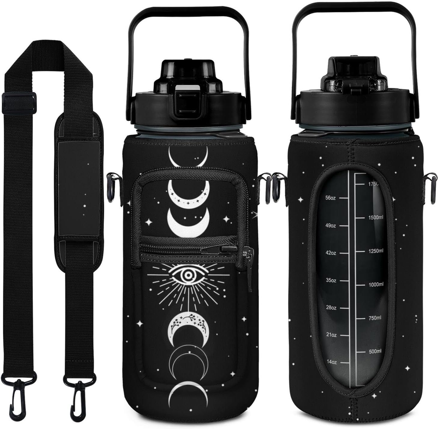 Amazon.com: Goth Moon Water Bottle, Half Gallon Water Bottle with Time ...