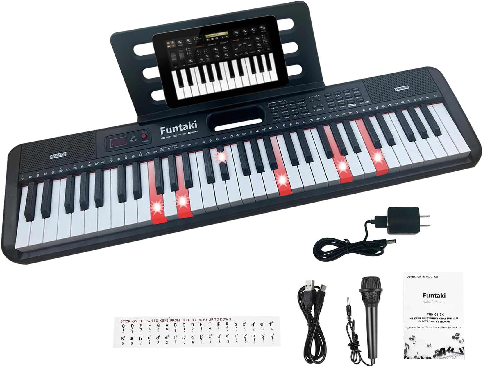 ALPHA 61 Keys Electronic Piano Keyboard Portable Digital Keyboard with ...