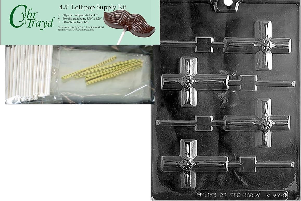 Amazon.com: Cross on Oval Lollipop Chocolate Candy Mold Religious 405 ...