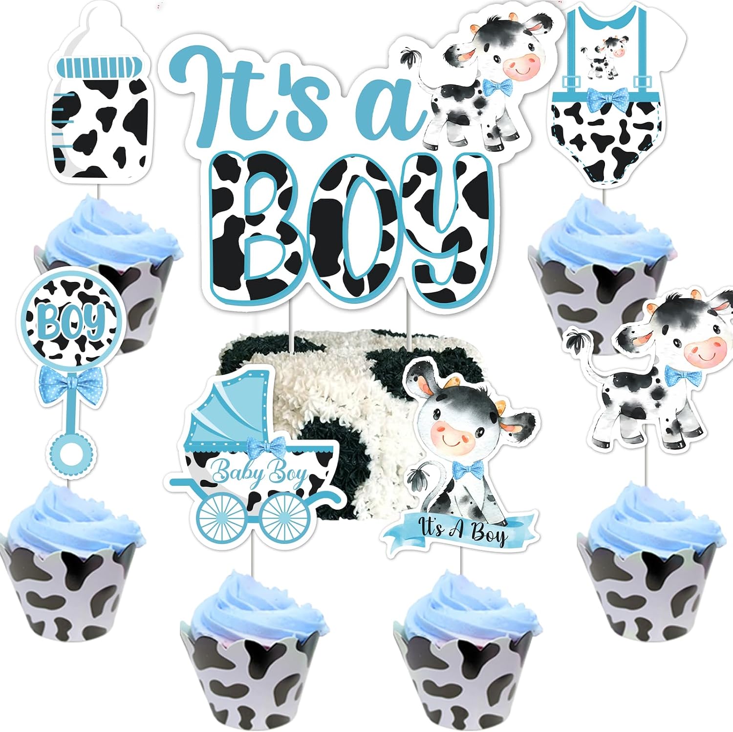 Amazon.com: Cow Baby Shower Decorations for Boy - 25pcs Holy Cow It's a ...